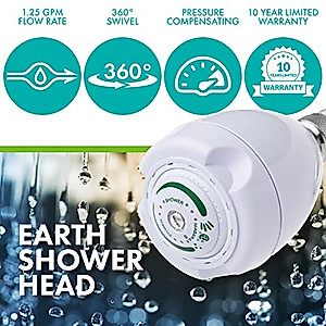 Niagara Conservation N2912 Earth Spa 3-Spray with 1.25 GPM 2.7-in. Wall Mount Adjustable Fixed Shower Head in White, 1-Pack | Bathroom Shower Head Sprayer with Pressure Compensation Technology