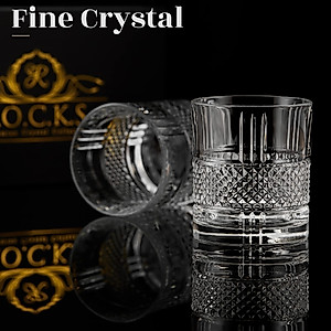 Crystal Whiskey Glasses - Set of 2 Reserve Glass Tumblers (10oz) for Whisky, Scotch & Bourbon - Rocks Glasses for Old Fashioned Cocktails & Drinks - Elegant Gold Foil Gift Box