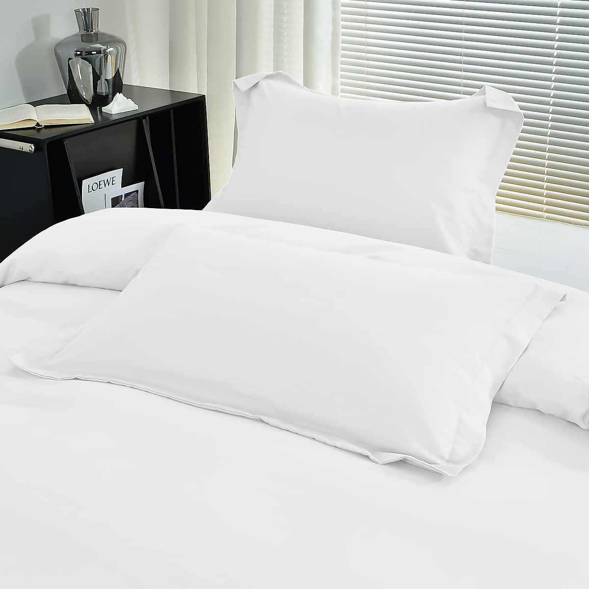 SISBROTH Washed Cotton Duvet Cover Queen Size - Bedding Set Comforter Cover for Winter All Season, Soft and Breathable Bedding Set with Zipper Closure & Corner Ties