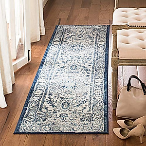 SAFAVIEH Brentwood Collection 2' x 8' Light Grey/Blue BNT851G Medallion Distressed Non-Shedding Living Room Entryway Foyer Hallway Bedroom Runner Rug