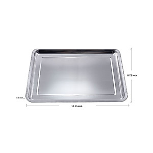 Stainless Steel Tray,Lab Trays,nail art Tool Trays,Size:12.5''x8.7''x0.85'',Food Serving Tray,Medical Surgical Tray,Dental Instruments Metal Trays,Healthy & Non Toxic, Rust Free & Mirror Finish(2PCS)