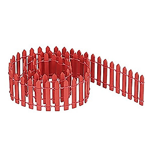 MECCANIXITY Miniature Garden Fence, 35 Inch Long Wood Ornament Wooden Decorative Picket Fence for DIY Crafts Project, Red