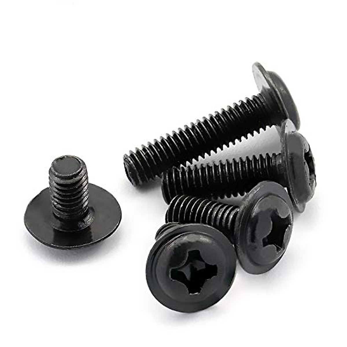 Black Silvery Metric Thread PC for Computer Case Hard Drive Floppy DVD ROM Motherboard Screw Cross Truss Head Bolt M3 - (Size: Silvery/ M3X6mm (50pcs)) SCRW-109297