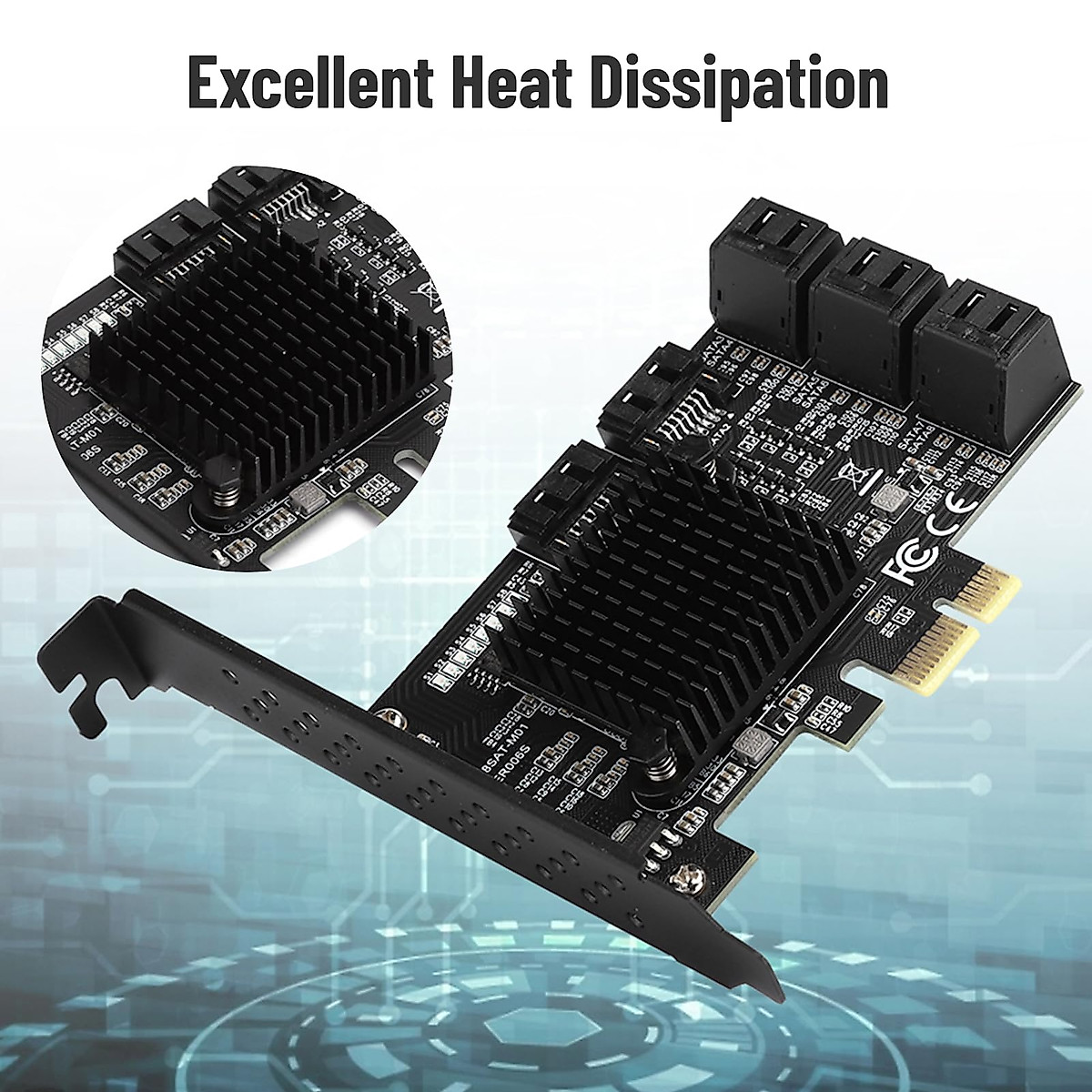 PCIE SATA Cards, Ports SATA III 6Gbps Controller Cards with Low Bracket, PCIE (1X 2X 4X 8X 16X) SATA3.0 Interface Expansion Cards for 7/8/XP/10 for Linux