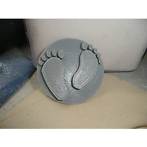YNG BABY FEET DESIGN IMPRESSION SHOWER GENDER REVEAL COOKIE STAMP EMBOSSER BAKING TOOL 3D PRINTED MADE IN USA PR4013 Gray