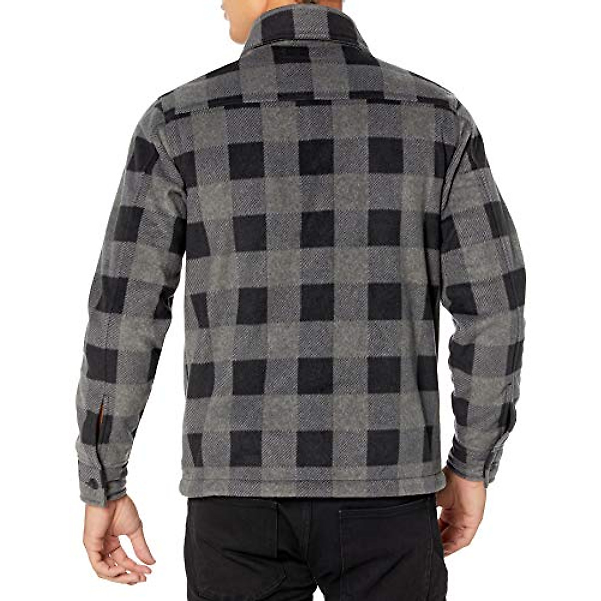 Amazon Essentials Men's Long-Sleeve Polar Fleece Shirt Jacket, Black Charcoal Buffalo Plaid, XX-Large