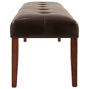 Signature Desig by Ashley Lacey Tufted Upholstered Dining Room Bench, Medium Brown