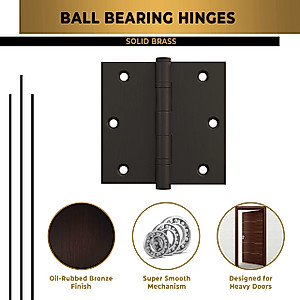 Finsbury Hardware Heavy Duty Door Hinge Bronze Ball Bearing 3.5 x 3.5 Inch Solid Brass Heavy Duty - Set of 2 Hinges (Oil-Rubbed Bronze)