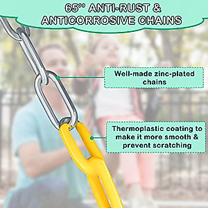 Highpro Swings Seats Heavy Duty with 65 Inches Chain Plastic Coated and 2 Hooks, Playground Swing Set Accessories Replacement, Support 250lb (Green)