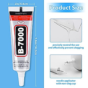 B-7000 Super Adhesive Glue, Industrial Strength B7000 Glues Paste for Rhinestones Crafts, Clothes Shoes, Fabric, Jewelry Making, Cell Phones, Tablet, Wood, Rubber, Leather (2x50 ml/2.1 oz)