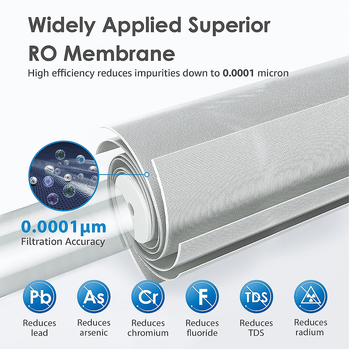 Waterdrop WD-G3P800-N2RO Filter, Replacement for WD-G3P800-W Tankless Reverse Osmosis System, Reduce PFAS, 2-year Lifetime