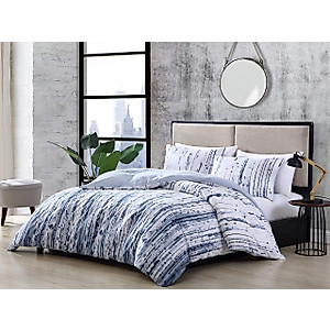 City Scene - King Comforter Set, Reversible Cotton Bedding with Matching Shams, Modern Home Decor (Sokal Blue, King)