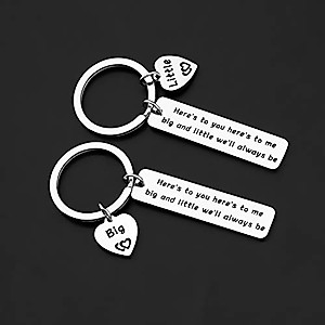 PENQI Big Little Sorority Gift Big Little Set of 2 Keychain Here's To You Here's To Me Big And Little We'Ll Always Keychain Big Little Gift for Greek Sorority (silver- Big Little)