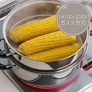 Shimomura 40444 Stainless Steel Pot, 7.1 inches (18 cm), Single Person Pot, Earthenpot, Double Handed Pot, Tabletop Pot, Shallow Type, Unbreakable, Chipless, Lightweight, Easy to Clean, Induction Compatible,