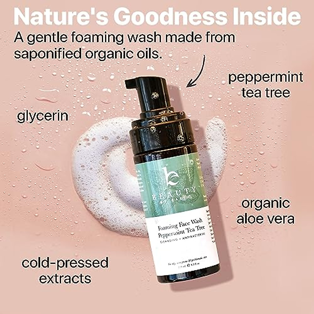 Foaming Face Wash - Peppermint Tea Tree Foaming Cleanser, Made with Hydrating Ingredients, Acne Face Wash for Women & Mens, Men Face Wash for Acne, Acne Cleanser, Natural Face Wash For Oily Skin