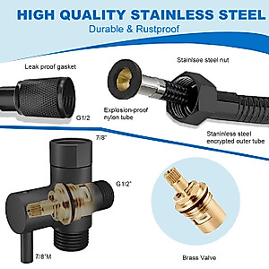 Handheld Bidet Sprayer for Toilet: Premium Stainless Steel Cloth Diaper Sprayer Set, Upgraded Jet Sprayer for Toilet w/Leakproof Hose, High Pressure Bathroom Bidet Sprayer Set Muslim Shower (Black)