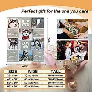 SIMIEEK Personalized Dog Photo Blanket with Name Custom Pet Picture Blankets Throws Customized Pet Photo Collage Blanket for Adults Kids, 30 to 80 Inches