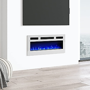 31.5" Electric Fireplace Recessed Wall Mounted Heater, 1500W/5100BTU (White)