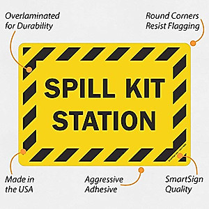 SmartSign - LB-1495-EU-14 "Spill Kit Station" Label | 10" x 14" Laminated Vinyl Black on Yellow