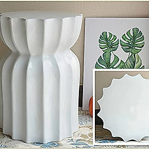 FAIRAH Modern Light Luxury Ceramic Stools, Retro Lotus Ceramic Drum Stools, Round Pier Chairs, Suitable for Balconies and Open-air Gardens. (Color : G)