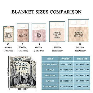 Bhaisajyaguru New York City Throw Blanket Retro New York Theme Decorative Soft Warm Cozy Flannel Plush Fleece Blankets for Bedding Sofa Couch Outdoor Traveling Camping 40"x30" for Pets