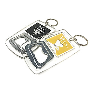 Forum Novelties Mrs Wedding Bottle Opener Key Rings-Bride and Groom Engagement Gift for Couples-2 Pieces, Standard