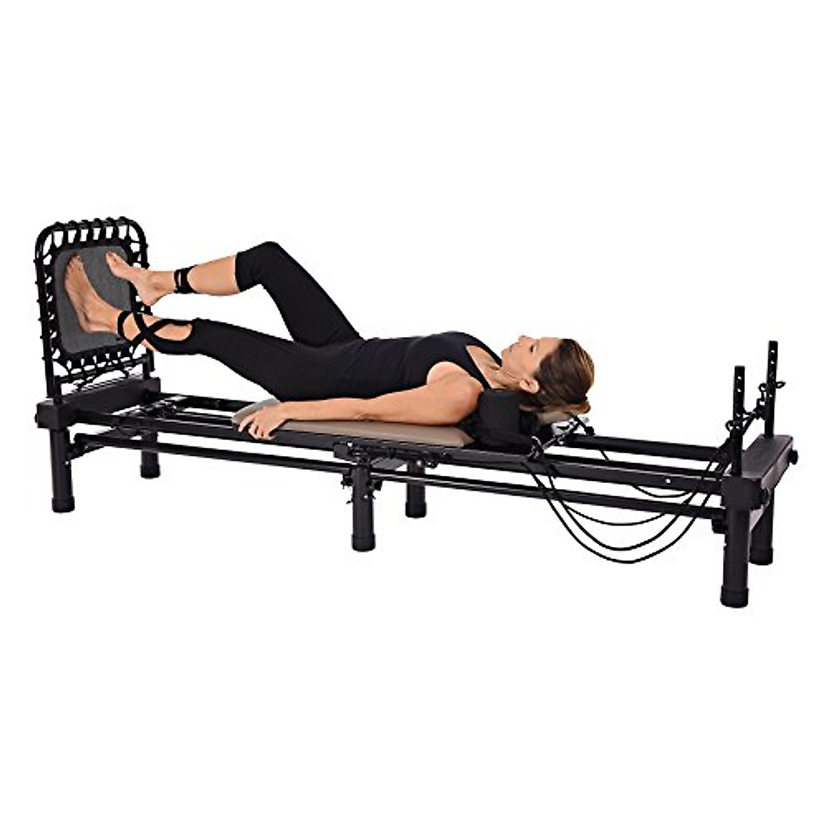 Stamina Products AeroPilates Reformer 651 Whole Body Resistance Workout Machine for Home Gym with 10 Inch Stand and Foldable Frame with Wheels