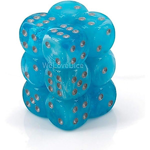Gemini Dice Block | Set of 12 Size D6 Dice Designed for Board Games, Roleplaying Games and Miniature Games | Premium Quality 16 mm Dice | Luminary Blue and Light Blue Color | Made by Chessex