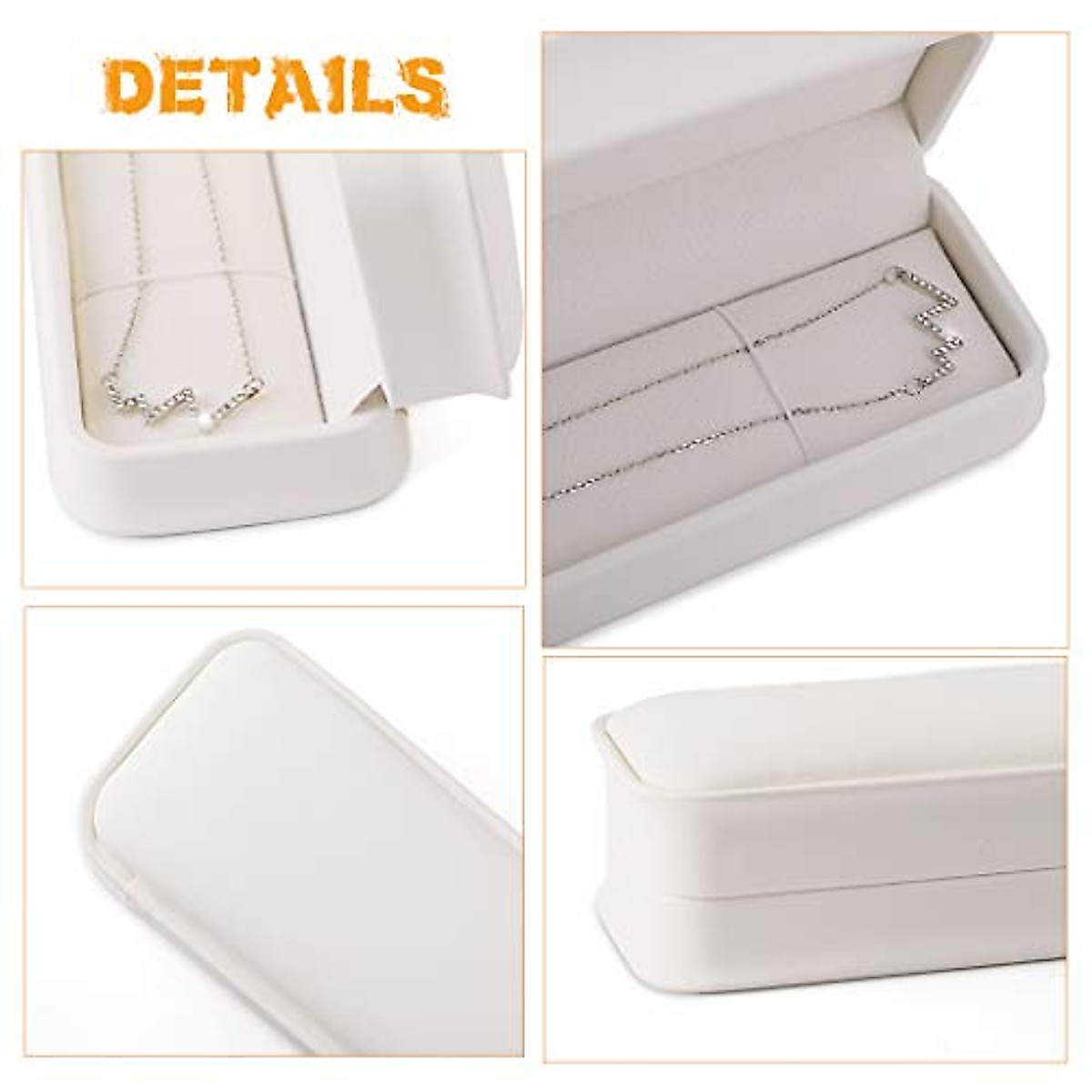 iSuperb Set of 2 Long Chain Necklace Box Velvet Interior Jewelry Gift Box Case Necklace Pendant Box Bracelet Box Jewelry Display for Wedding Engagment