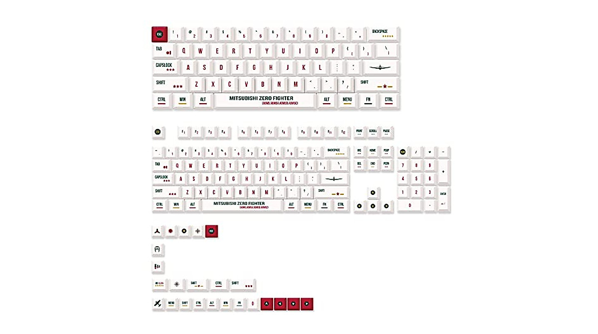 IOAOI Aircraft Keycaps, PBT Keycaps 128 Key Custom Keycap Set with Key ...