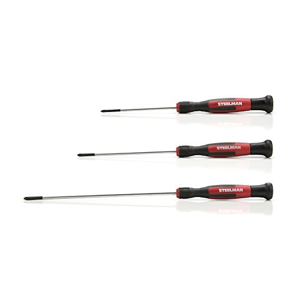 STEELMAN Precision Steel Shaft 6-Piece Long Electronics Screwdriver Set, Variety of Slotted/Phillips Sizes, Swivel-Head, Magnetic Tips