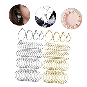 VILLCASE 3sets Earring Hoops for Jewelry Crafting Women's Earring Studs Earring Making Kit Alloy Round Hoops Jewelry Supplies 96pcs*3