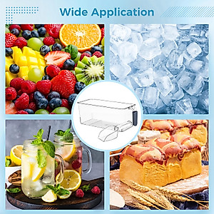 4 Set Clear Storage Bins with Scoops Stackable, Acrylic Freezer Ice Buckets with Scoops for Parties, Plastic Pantry Organizer Bins Food Storage Bins with Handle for Fridge, 4.4 Liter