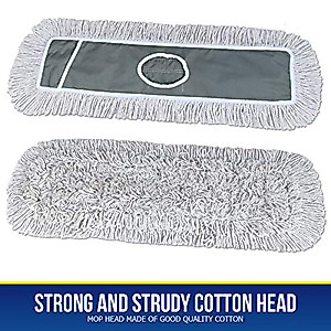 IRONGECKO Premium 24-inch Industrial Class Cotton Wide Dust Mop Head Replacement | for Home, Office, Garage | Attracts Dirt, Dust, Water (Mop Refills - 2 Pack of 24")
