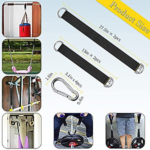 XonyiCos 4 PCS Short Straps Tree Swing Straps Hanging Kit, with Carabiners, Heavy Duty Suspension Kits for Gym Fitness Cable Machine Extension, Hanging Pulleys, Rings,Hammock Tree Straps
