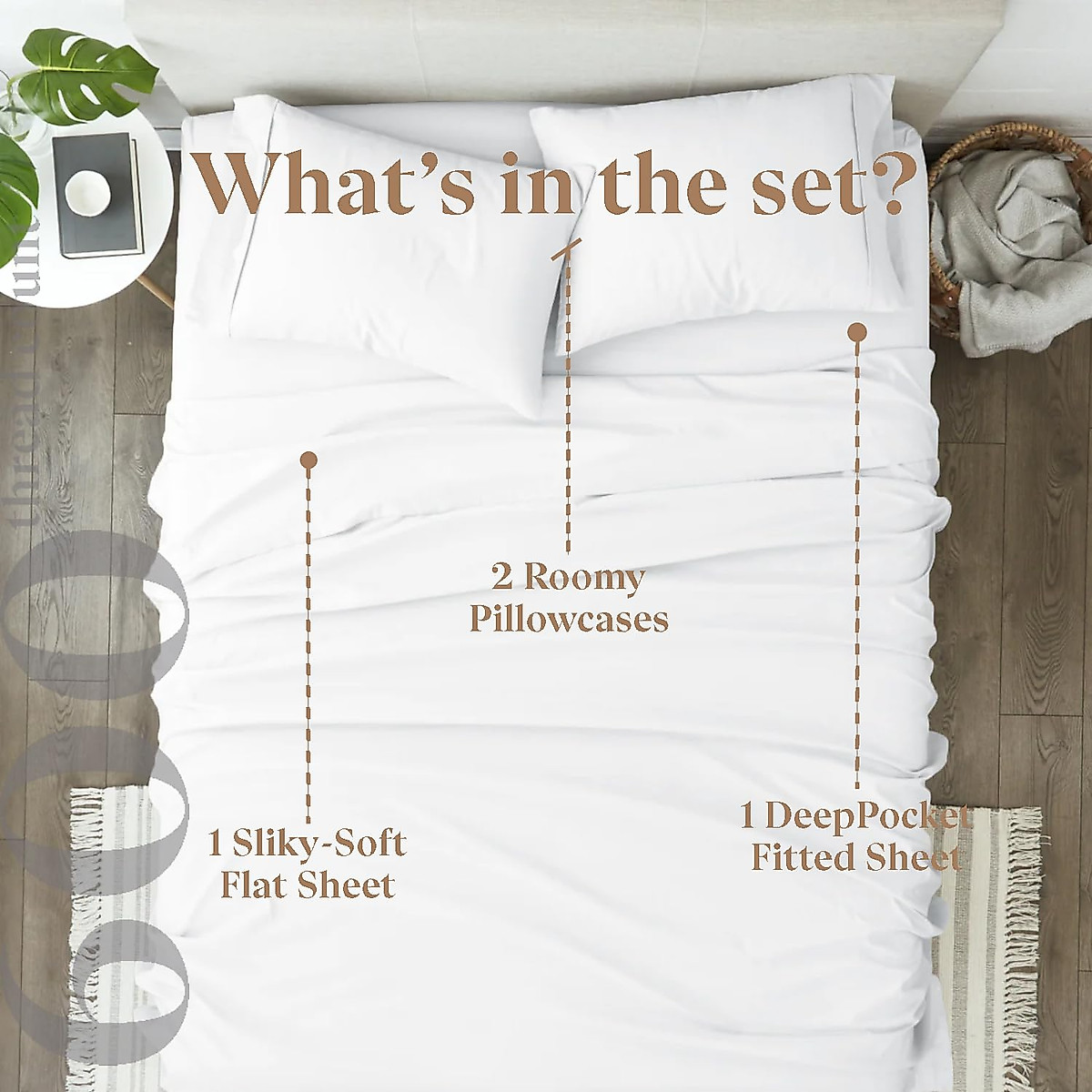 Peace Sleep Bedding - 600 Thread Count Egyptian Cotton Sheets - Luxury Full Size Cooling Bed Sheets - Soft Sateen Weave Cotton Bed Sheets - Deep Pocket Fits Upto 16" Deep Mattress - White