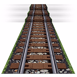24 Inch x 10 ft Plastic Railroad Track Aisle Runner Train Party Decorations Wild West Party Theme Tablecloth Runner Table Floor Cover for Halloween Western Birthday Party Supply (Railroad Track, 1Pc)