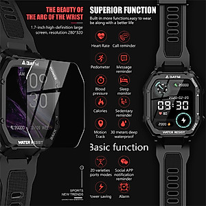 DREAMWIN Smart Watches for Men Women,3ATM Waterproof Fitness Tracker with Blood Pressure/Blood Oxygen Monitor Activity Tracker,1.69in Fitness Watch with Heart Rate Sleep Monitor for iOS Android,black