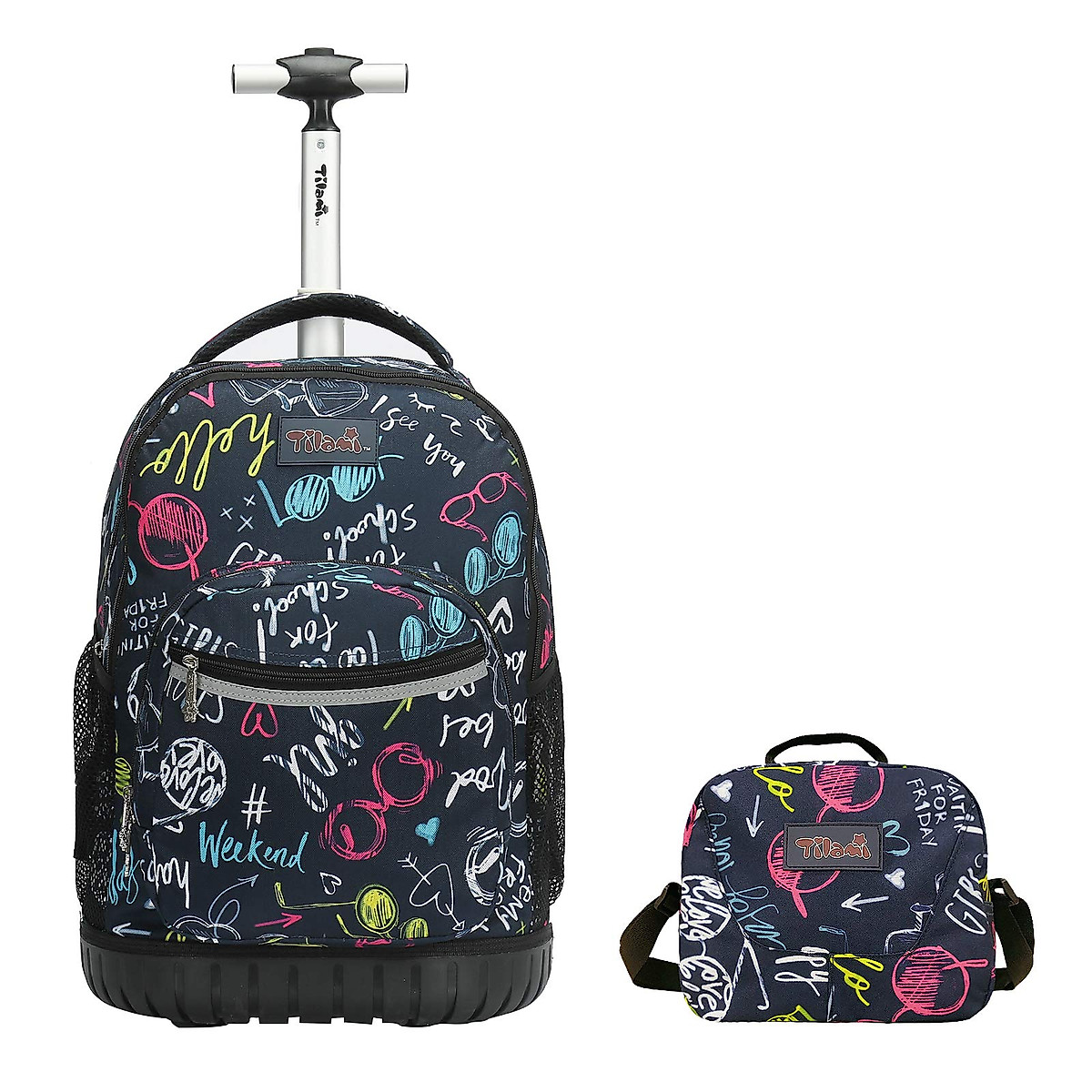 Tilami Rolling Backpack Laptop 18 inch with Lunch Bag, Weekend