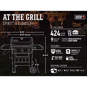 Weber Spirit II E-310 3-Burner Liquid Propane Grill, Black