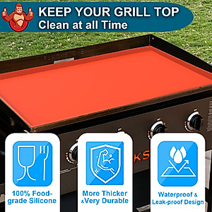 28" Silicone Mat for Blackstone Griddle Top, 100% Silicone Protective Mat Cover for Blackstone, Heavy Duty/Non Stick/Reusable Food-grade Silicone Grill Mat Protect Your Griddle from Dirt & Rust