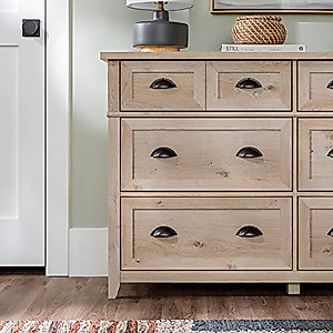 Walker Edison Modern Farmhouse 6-Drawer Framed Dresser with Half-Moon Handles, 52 Inch, White Oak