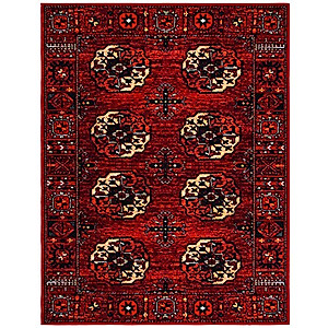 SAFAVIEH Vintage Hamadan Collection Area Rug - 9' x 12', Red & Multi, Oriental Traditional Persian Design, Non-Shedding & Easy Care, Ideal for High Traffic Areas in Living Room, Bedroom (VTH212A)