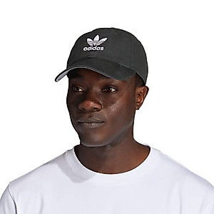 adidas Originals mens Fit Hat Men s originals relaxed strapback cap, Black/White, One Size US