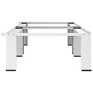 vidaXL Sturdy Steel Washing Machine Pedestal with Pull-Out Shelf, Universal Fit for Standard Machines, Floor Protection Rubberised Feet, White.