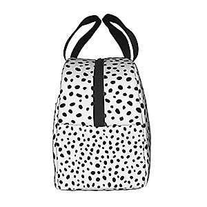 Cute Black Dot On White Lunch Box Bento Box Insulated Lunch Boxes Reusable Waterproof Lunch Bag With Front Pocket For Travel Office Picnic