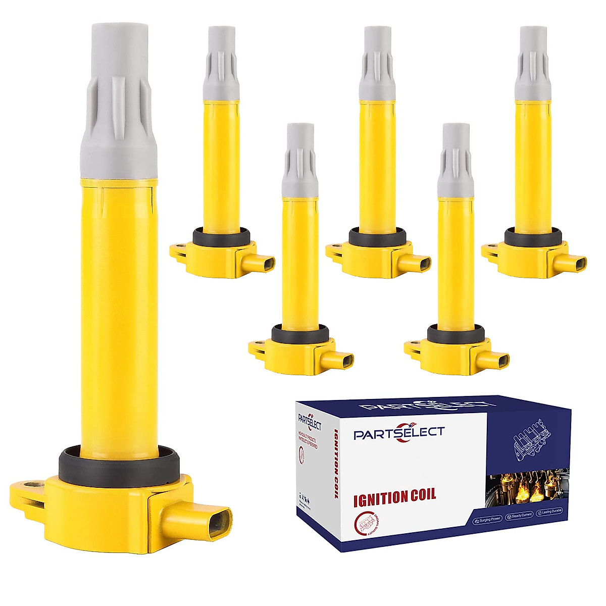 Partselect 6PCS Ignition Coil Pack UF502 4606869AA 4606869AB UF-502 Replacement for 2006-2010 Chrysler 300 Town & Country Sebring Dodge Magnum Charger Nitro Avenger Challenger 2.7L 3.5L 4.0L V6