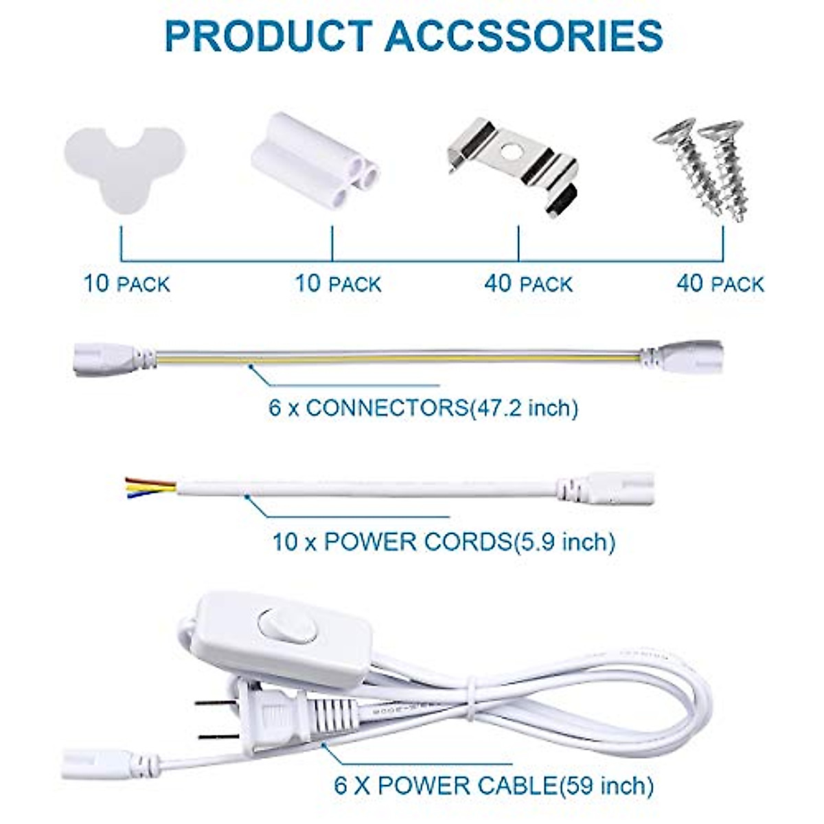 (10-Pack) 8ft LED Shop Light Fixture, 120W 19000LM 6000K, Cold White, V Shape, Clear Cover, Hight Output, Linkable Shop Lights, T8 LED Tube Lights, LED Shop Lights for Garage 8 Foot with Plug