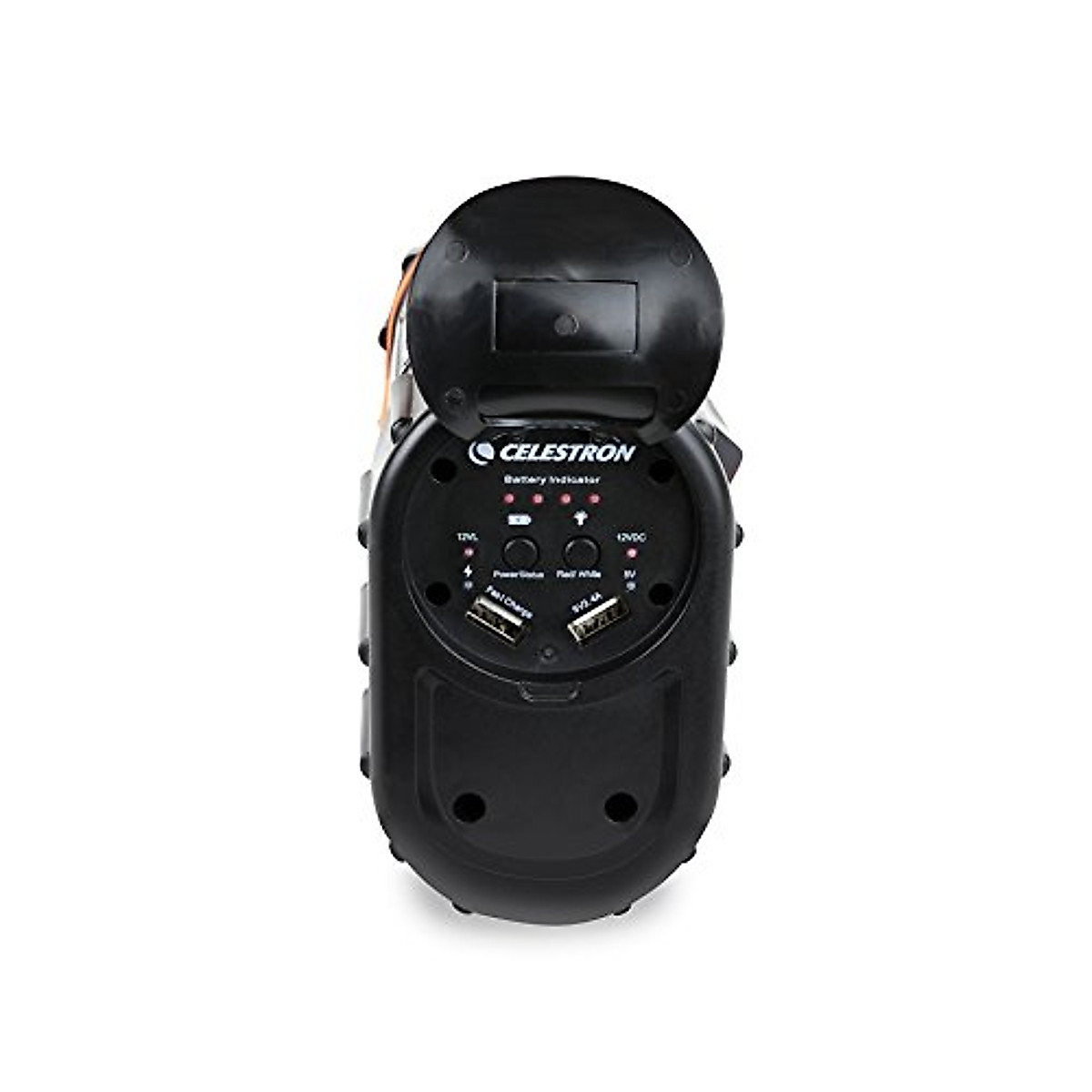 Celestron - PowerTank Lithium Pro Telescope Battery – Rechargeable Portable 12V Power Supply for Computerized Telescopes – 17 hour capacity/ 158.74Wh - Red/White LED Light - 2 USB Ports, Black(18768)