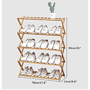 WUQIAO Foldable Large Shoe Rack Stackable Storage Shelves, No Need to Install, Stable and Durable, 5 Levels Large Capacity, Can Be Used As Decorative Racks and Flower Stand